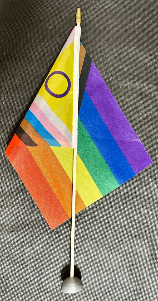 Progress Pride Flag with Standee – Argent Engraving