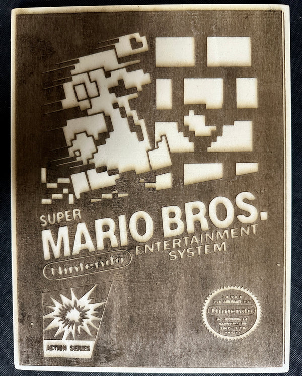 Super Mario Brothers NES Box Art Plaque – Argent Engraving